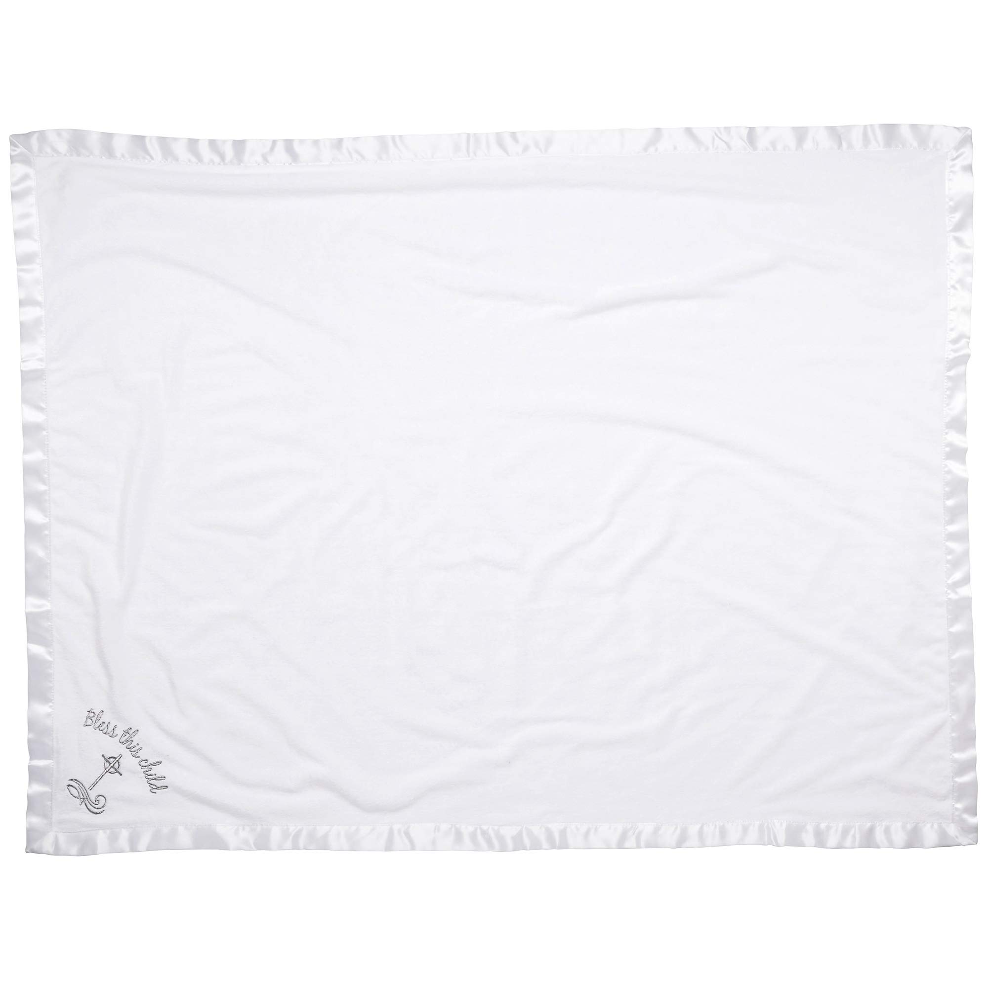 C.R. Gibson Silver Cross 'Bless This Child' Receiving Blanket for Babies, 40'' W x 30'' H