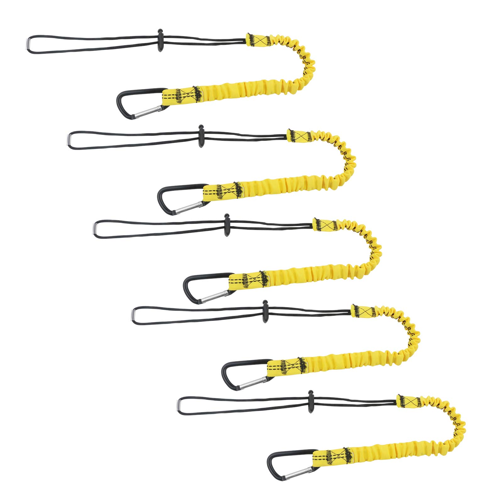 Tool Lanyard, Safety Tool Leash Retractable Bungee Cord with Carabiner Clip and Adjustable Loop End, Quick Release Shock Absorbing, 15 Ib Working Limit Fall Protection Equipment (5, 23.5 Inch(Short))