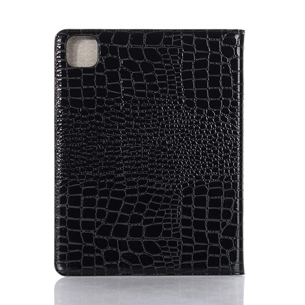 iPad Pro-6/5/4/3 (11'') Case for Women, iPad Air-6th (11'') Air-5th Air-4th (10.9'') Case, DMaos Crocodile Synthetic Leather Folio Smart Cover with Card Pencil Holder, Auto Sleep Wake - Black