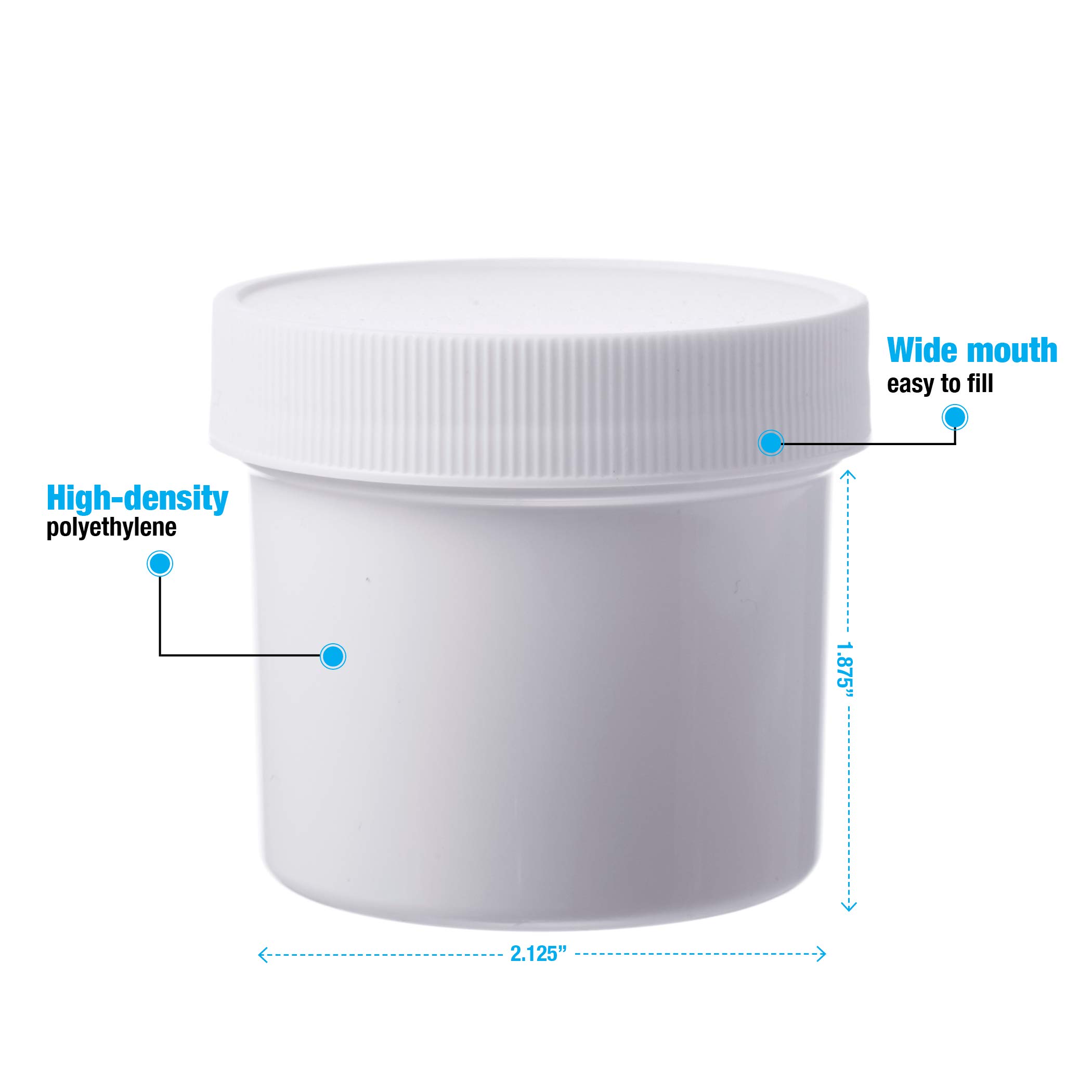Consolidated Plastics Wide-Mouth Jar with Cap, 2 oz, White, 88 Piece