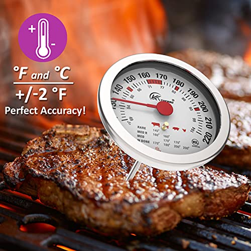 3.5" Dial Quick Read Meat Thermometer for Cooking - NSF Approved Instant Thermometer with 5β Probe 120~220F/49~104C,Tempered Glass Safety leaved in Oven Grill for BBQ Smoker Kitchen Meat Cooking.