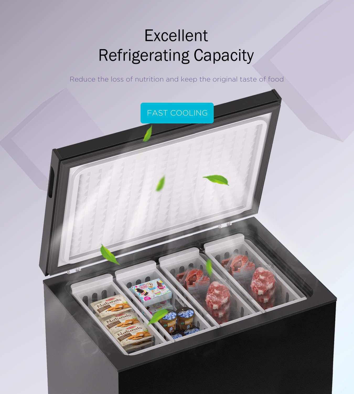 ADT Chest Freezer Free-Standing Top Door Freezers 6.8℉ to -4℉ (Matte Black, 7.0 Cubic Feet)