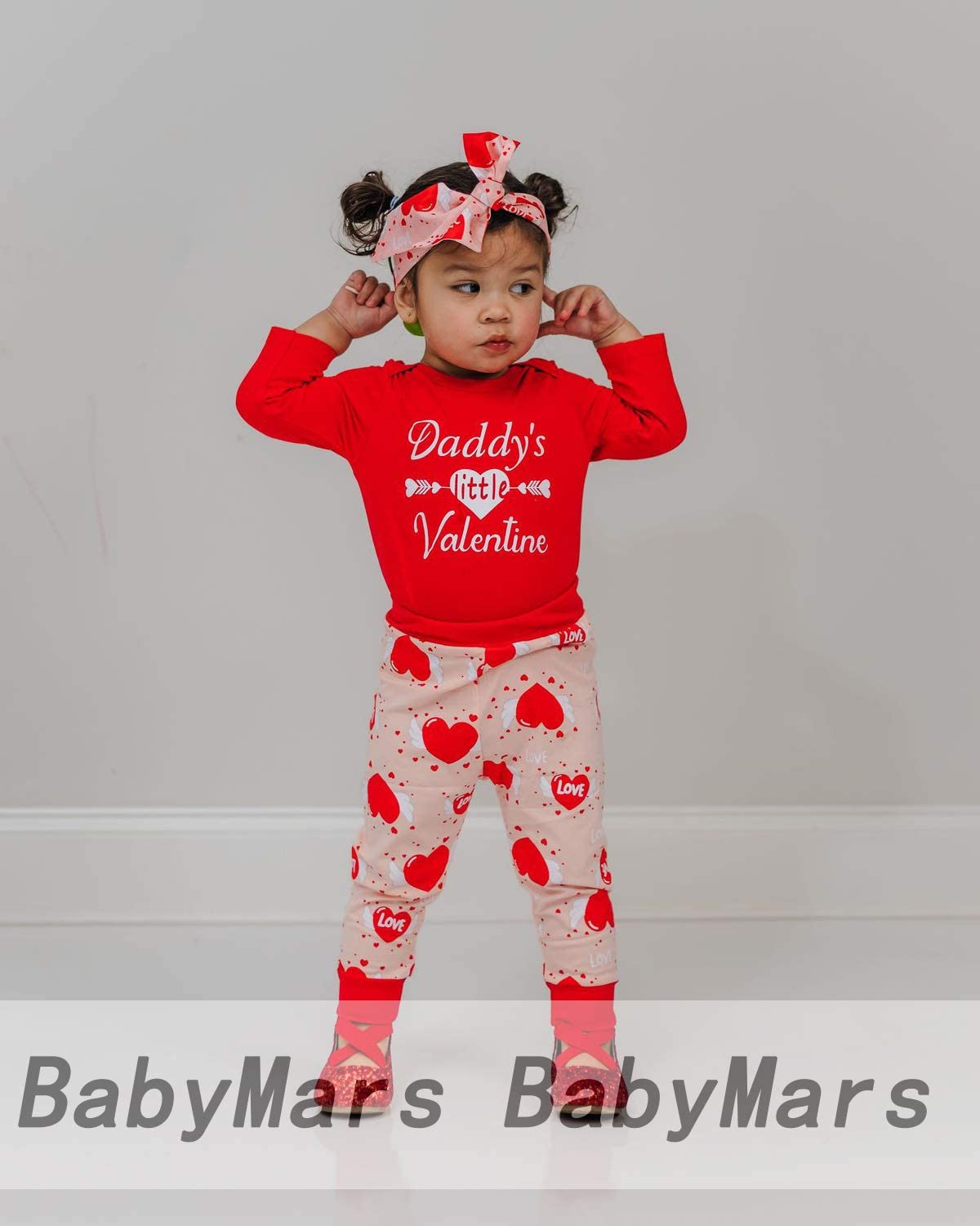 Newborn Baby Girls Valentines'Day Daddy's Little Valentine Outfits Clothes(0-3Months) Red