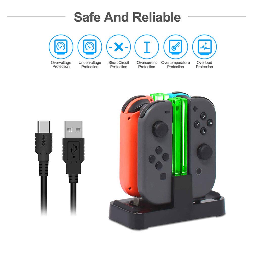 4 in 1 Charging Dock for Nintendo OLED Switch and Switch 2017 Joy Con, Vanjunn Joy Con Controller Charger Stand Station