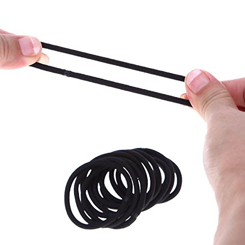 Coobbar 100pcs Women Elastic Hair Ties Band Ropes Ring Ponytail Holder (Red)