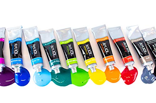 Art 101 USA Deluxe Art Set with 119 Pieces in a Wood Organizer Case, Includes Color Pencils, Paints, brushes and palettes, Learning guides, Portable Art Studio