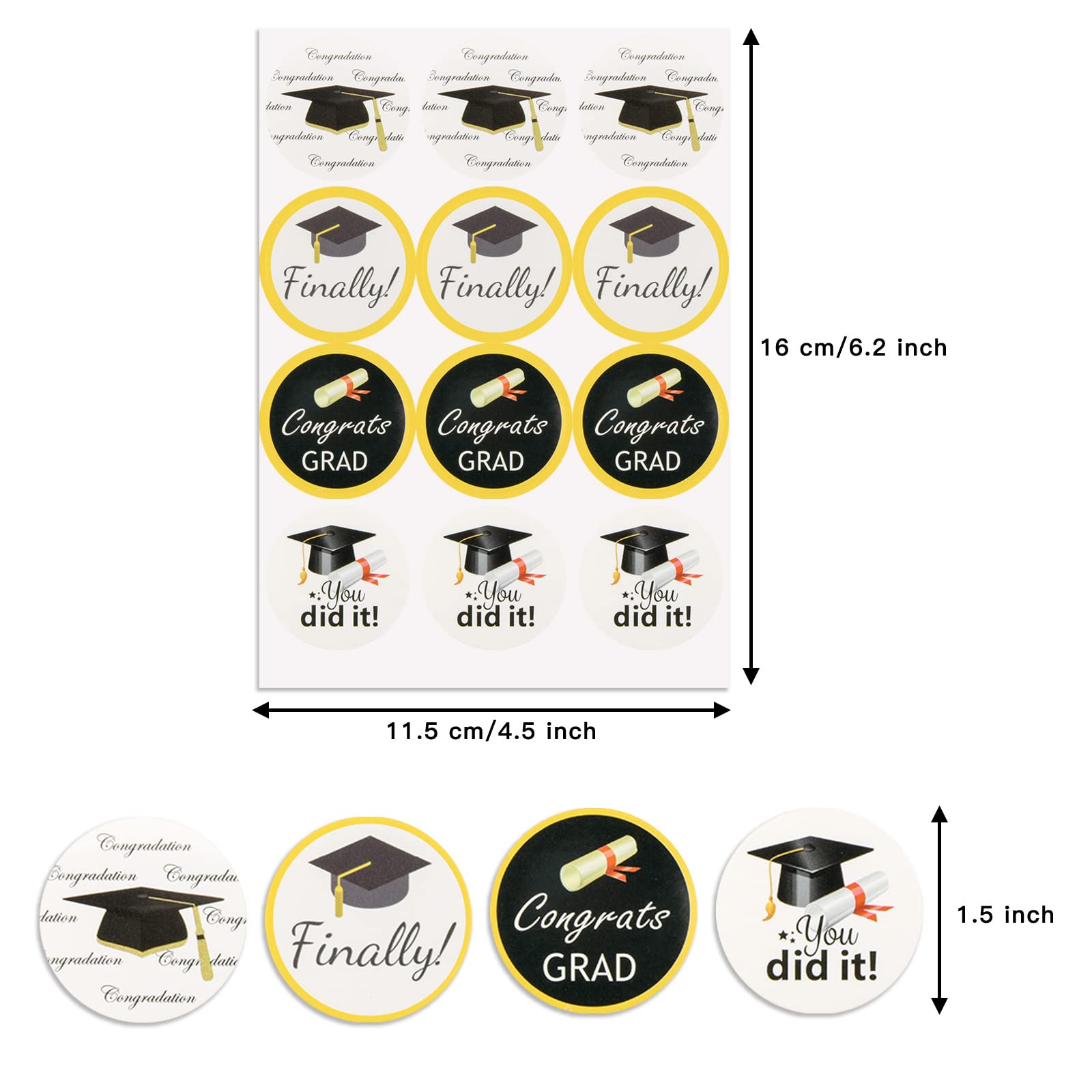 240 Pcs Graduation Stickers,2023 Graduation Cap Stickers,Self-Adhesive Grad Labels Stickers for College Graduation Hat Party Envelopes Decor Scrapbooking Supplies (240 Pcs)