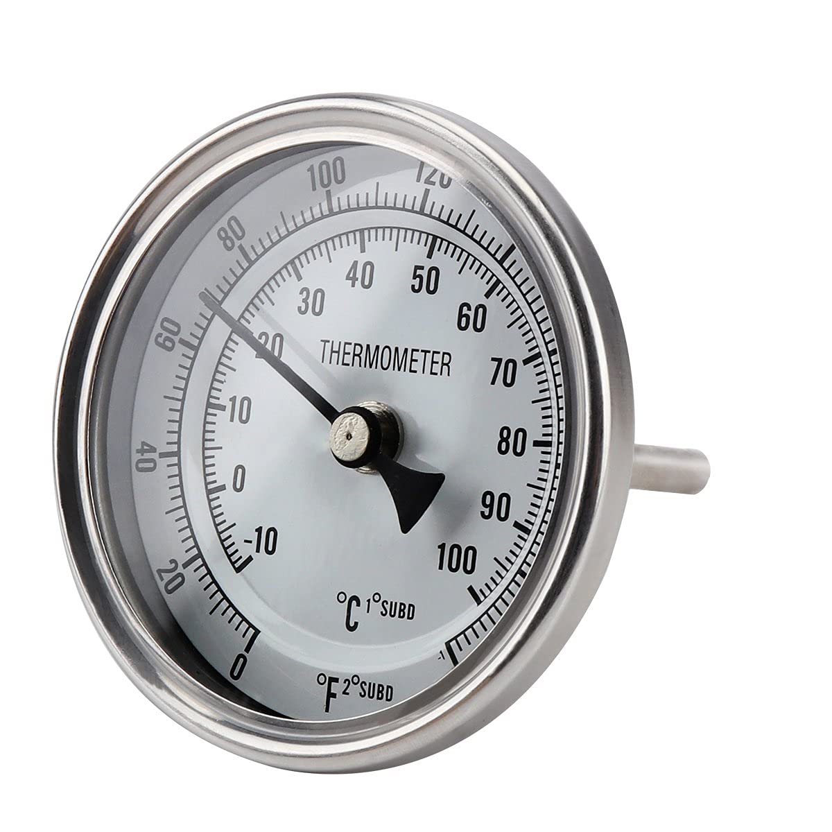 3" Dial 2" Probe FERRODAY 1/2 NPT Stainless Steel Thermometer Dial Thermometer 1/2 NPT Homebrew Kettle Thermometer Weldless with O-Rings 0-220ºF Kettle Thermometer Stainless Steel Brew Pot Thermometer