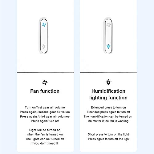 Qinmay Bladeless air-conditioning fan, portable USB charging, desktop three-in-one night light summer fan humidifier cooler, suitable for home bedroom office outdoor (white)