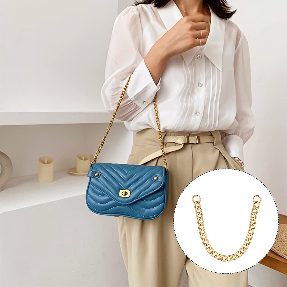 2Pcs Purse Replacement Chains,DIY Heavy Chunky Aluminum Metal Chain &Imitation Pearl Bead Purse Strap Handbag Chain Accessories DIY Chain Strap Handbag Chains for Bag Decoration