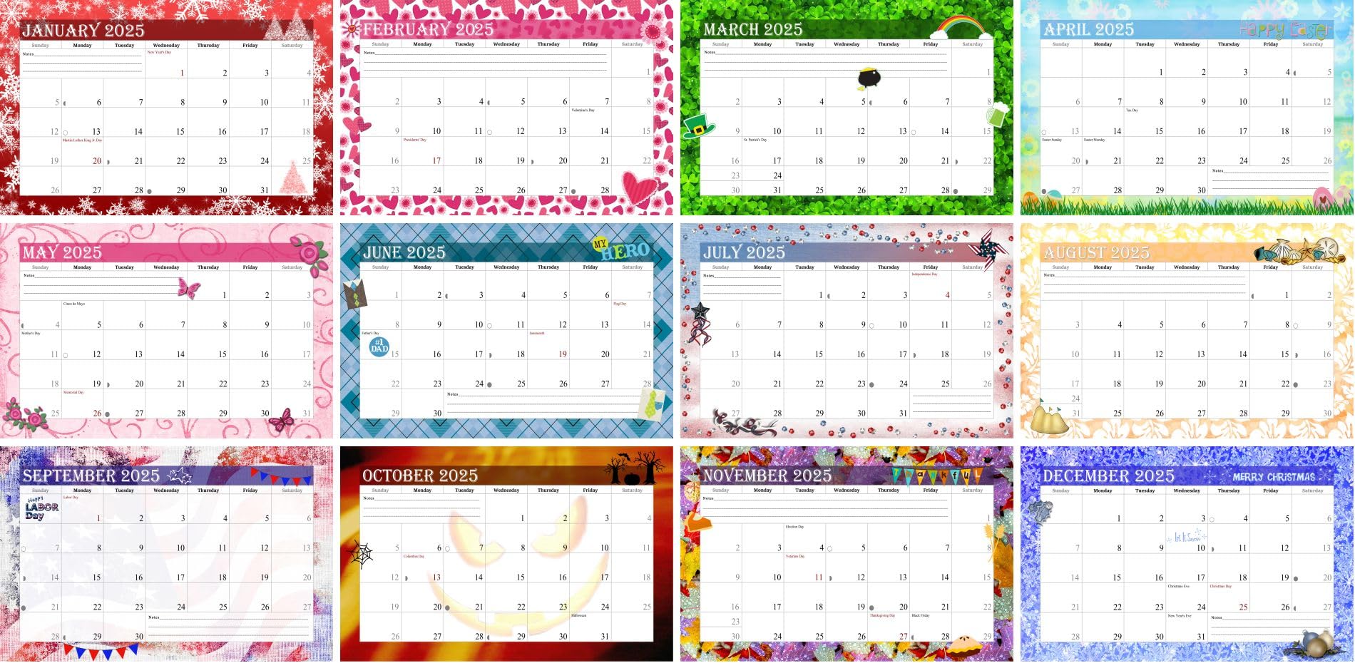 2025 Photo Frame Wall Spiral-bound Calendar (Add Your Own Photos) - 12 Months Desktop/Wall Calendar/Planner - (Edition #08)