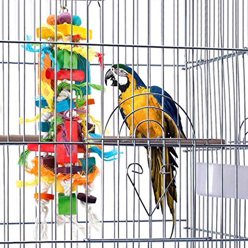CRMADA Bird Toys, Parrot Chewing Toy, Multicolored Wooden Blocks Tearing Toys for African Grey Cockatiel Conure Cockatoo and Medium Amazon Parrot