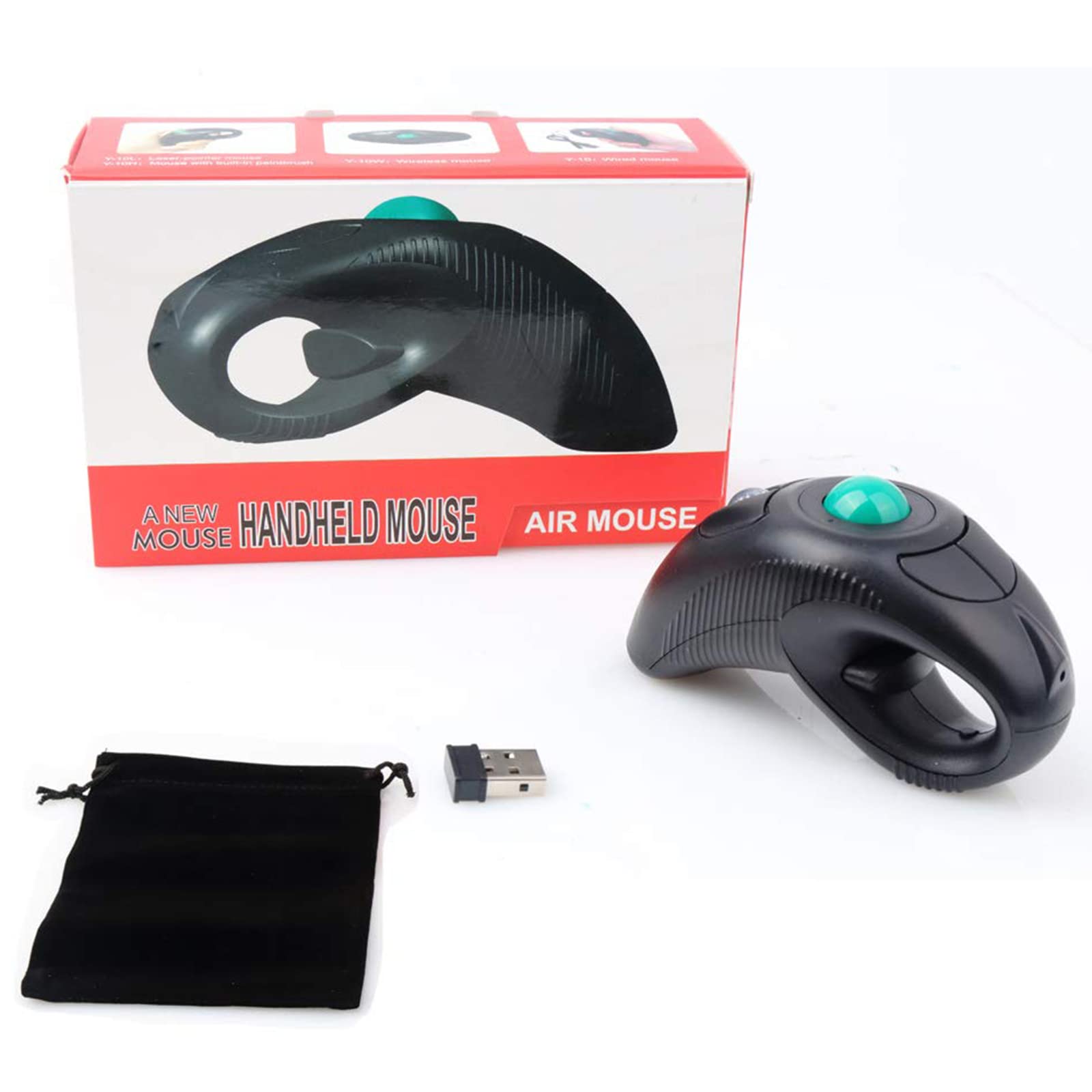 EIGIIS 2.4G Ergonomic Trackball Handheld Finger USB Mouse Wireless Optical Travel DPI Mice for PC Laptop Mac Left and Right Handed