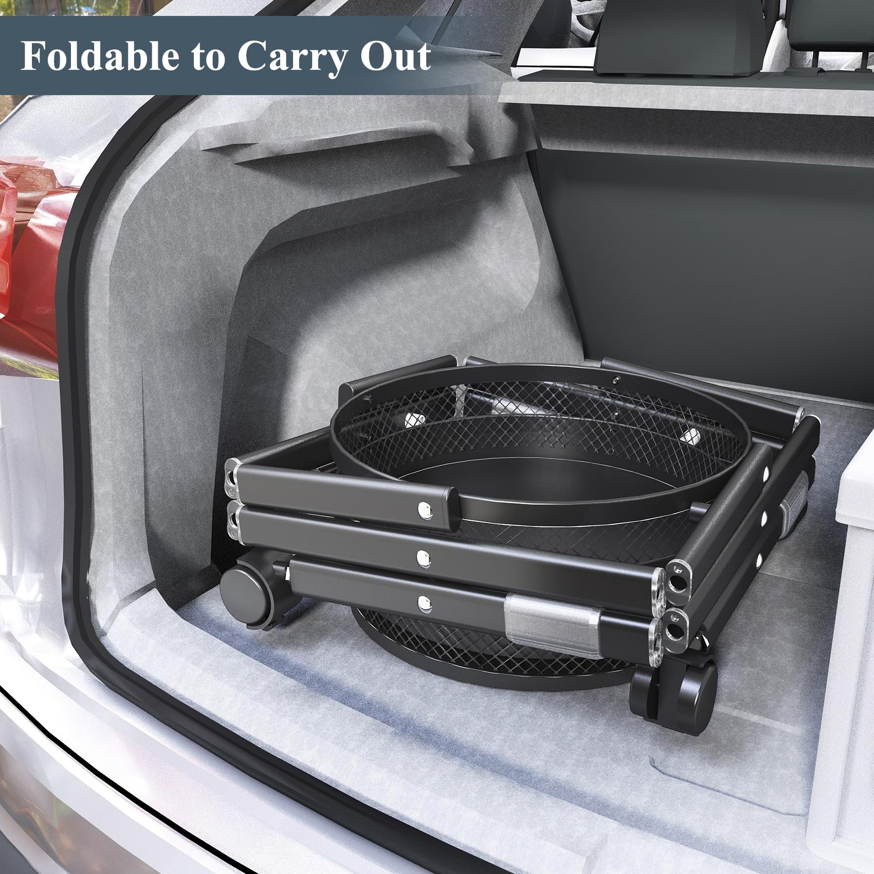 3 Tier Rolling Utility Cart with Wheels - Folding Storage Round Organizer Rack, Collapsible Snack Craft Kitchen Cart