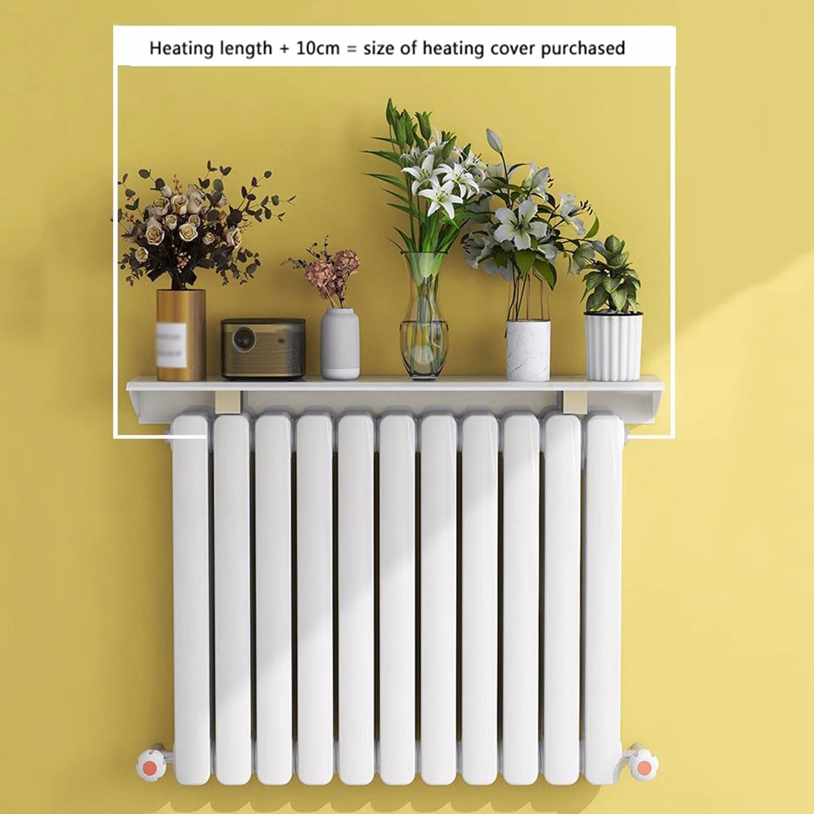 AHDFY Radiator Cover,Radiator Shelf White,Heating Hide-Out Cover, No Drilling Required,Modern Cabinet Top,Universal Radiator Shelf Bracket,for Living Room Bedroom Hallway Decor Display Heater,85cm