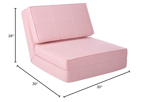Urban Lifestyle Ultra Suede Convertible Flip Lounge and Gaming Floor Chair, Light Pink, 26D x 30W x 30H in