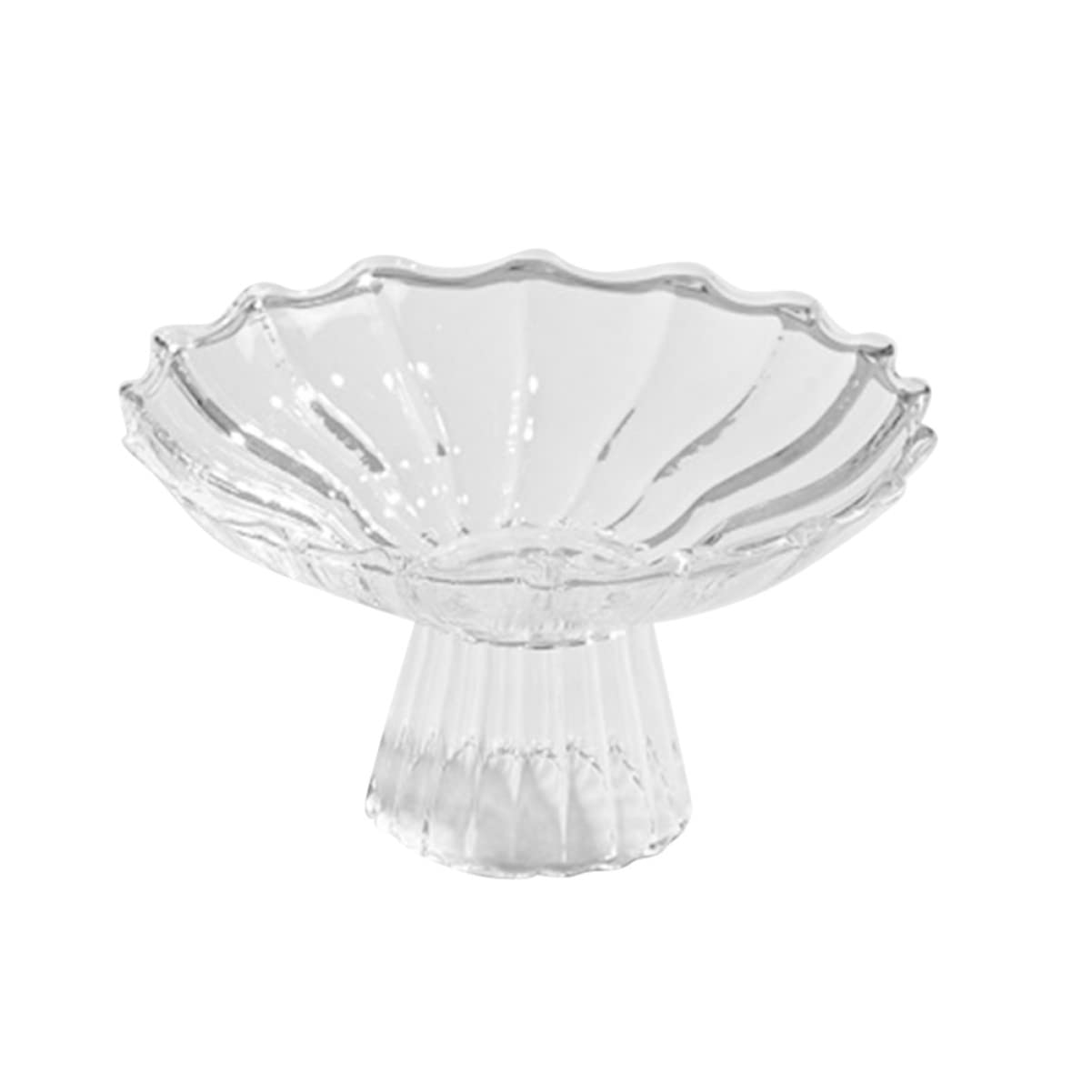 2pcs Crystal Fruit Plate Set Footed Fruit Bowl Glass Dessert Dome Lids Glass Dessert Dish Food Server Display Stand Cupcake Containers Round Dessert Plate High Borosilicate Glass