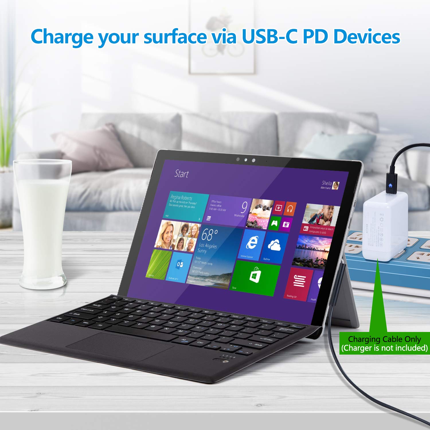 Surface Connect to USB C Charging Cable Compatible with Surface Pro 3/4/5/6/7, Surface Laptop 3/2/1,Surface Go, Surface Book1/2/3(1.8M 6ft)