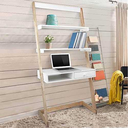 American Trails Freestanding Drawer, Solid American Maple Frame Ladder Desk, Natural Maple&White (New)