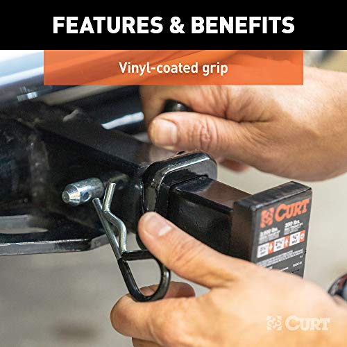 CURT 21411 Trailer Hitch Pin & Clip with Vinyl-Coated Grip, 1/2-Inch Diameter, Fits 1-1/4-Inch Receiver