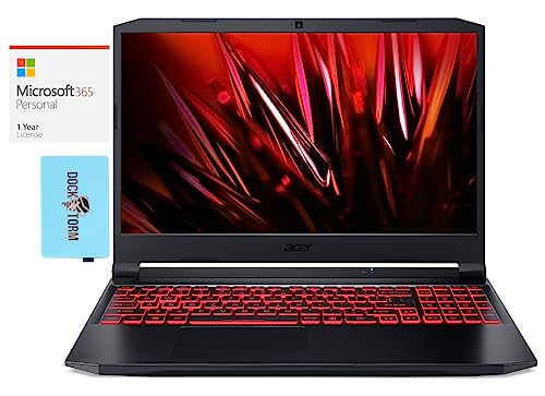 acer Nitro 5 AN515-57 Gaming & Business Laptop (Intel i7-11800H 8-Core, 8GB RAM, 1TB m.2 SATA SSD + 1TB HDD, GeForce RTX 3050 Ti, 15.6" Win 11 Pro) with MS 365 Personal, Dockztorm Hub