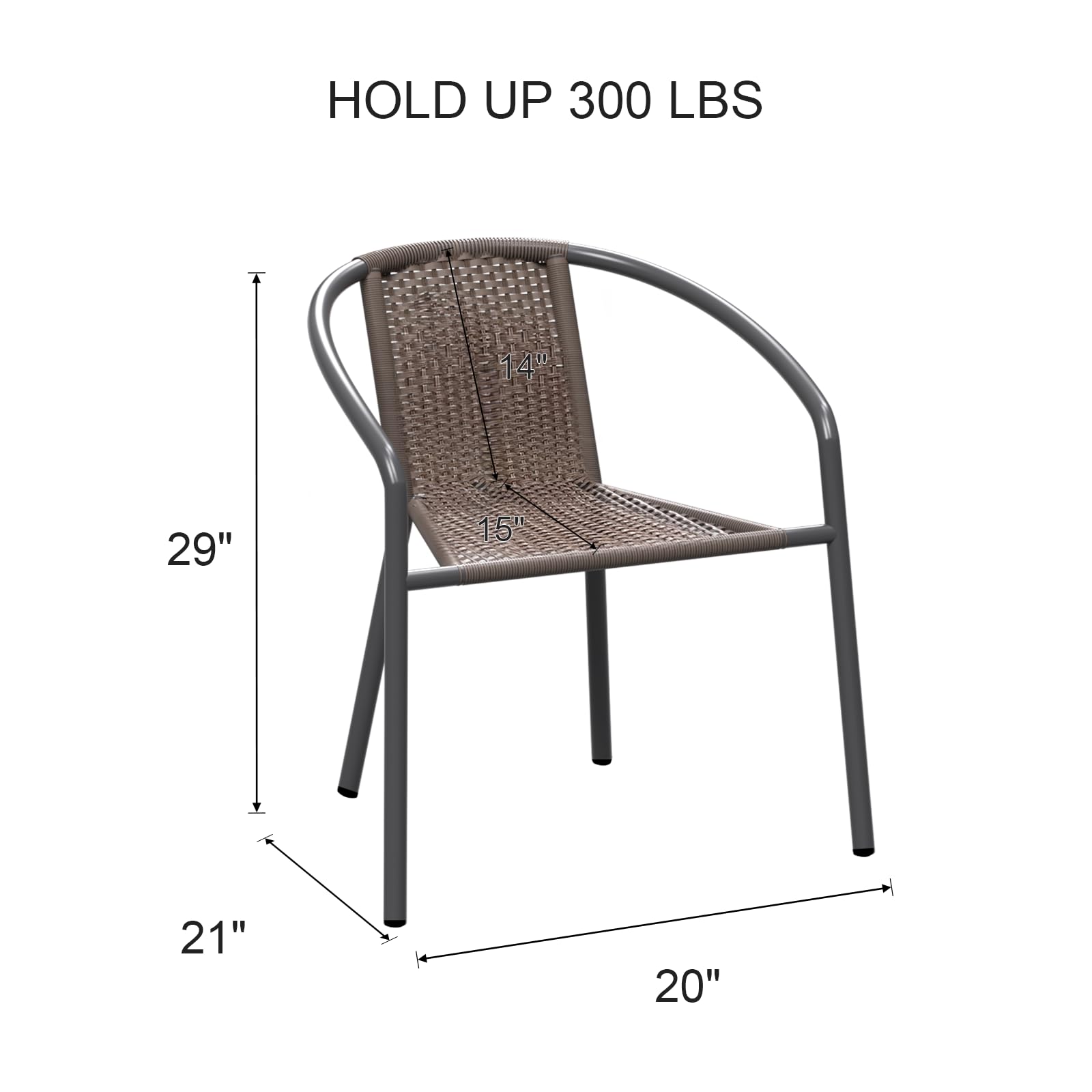 4-Piece Rattan Indoor-Outdoor Restaurant Stack Chair Versatile and Stylish Seating for Camping, Beach, Garden, Pool, Backyard, Deck(Brown)