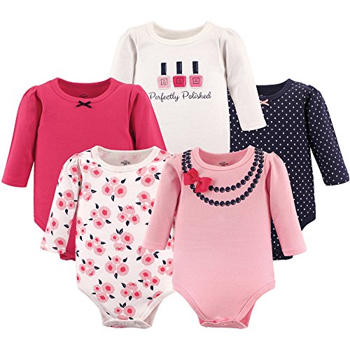 Little Treasure Unisex Baby Cotton Bodysuits, Bow Necklace Long-Sleeve, 12-18 Months