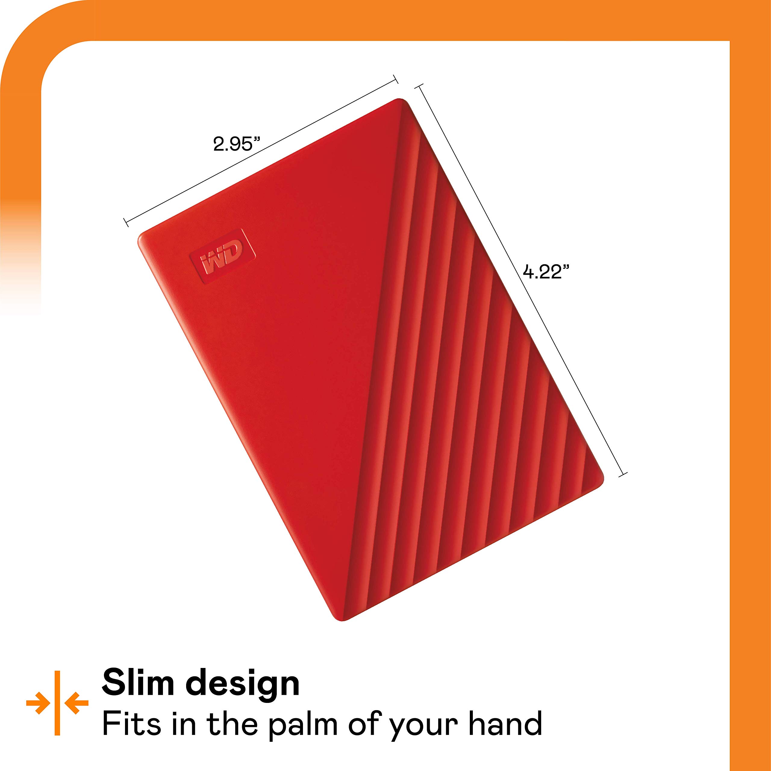 WD Portable Hard Drive, 5TB USB3.0, Red, My Passport Encryption, Password Protection, External Hard Disk / WDBPKJ0050BRD-WESN