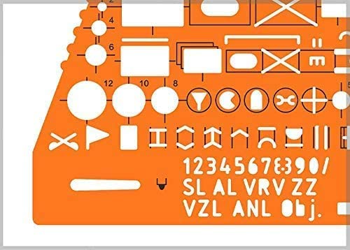 360 TACTICAL Standard Graph Template Stencil with Military Marking Symbols for NATO Army Drawing and Drafting on Map #8353 (Pack of 2 - Scale & Markers)