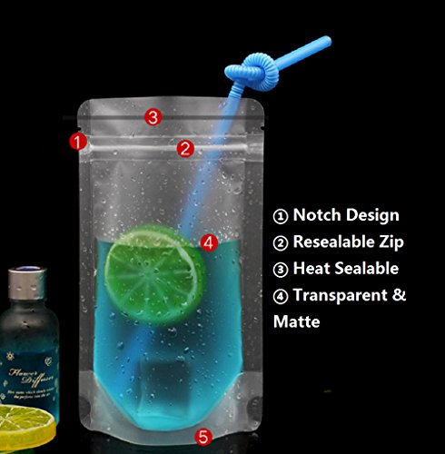 Couga Mall 50 PCS Matte Stand-Up Plastic Storage Bag with Resealable Zip, Heat Sealable Reusable Pouch Packing Bag for Juice, Nuts, Beans and Tea Leaves (4.3β 6.7β)