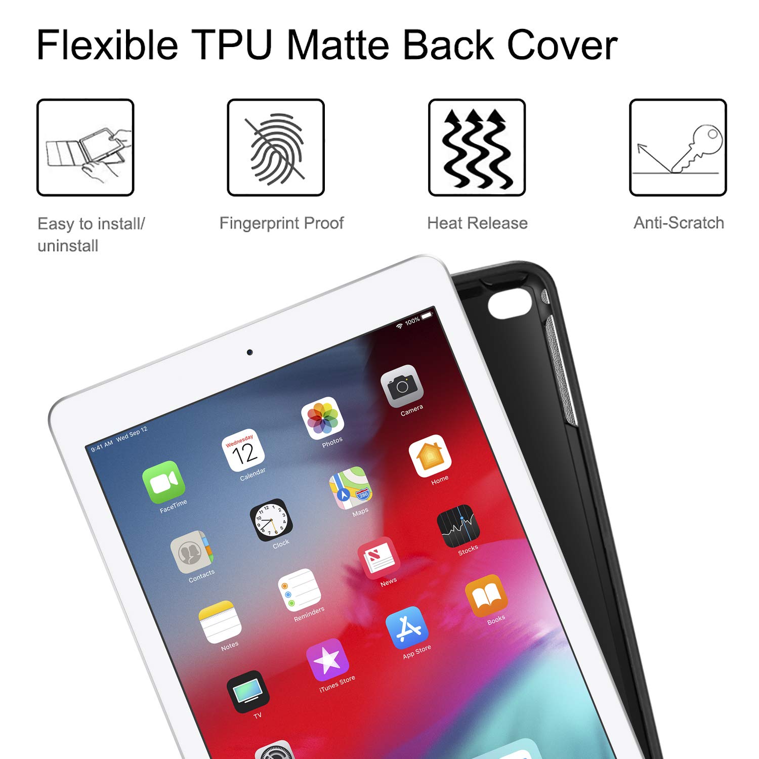FINTIE Keyboard Case for iPad 6th / 5th Generation (2018/2017), iPad Air 2 / Air 1 (9.7 Inch) - [Built-in Pencil Holder] Soft TPU Back Cover w/Magnetically Detachable Keyboard, Black