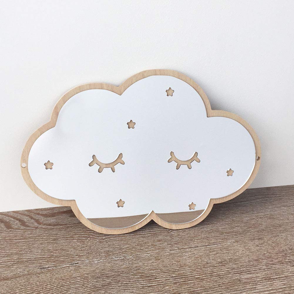 ZEKUI White Cloud Shape Mirror Wall Sticker,Removable Acrylic Mirror Wall Stickers for Kids Room Decoration, Bathroom Hanging Mirror,Self Adhesive Tiles Wall Decor for Girl's Room