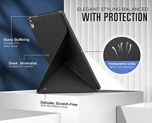 MoKo Case Compatible with Lenovo Tab P11 Plus Case 2021(TB-616F)/Tab P11 2020 11 inch (TB-J607F TB-J606X TB-J606F), Origami Standing Shell Cover Case with Multi Angle Magnetic TPU Back Cover, Black