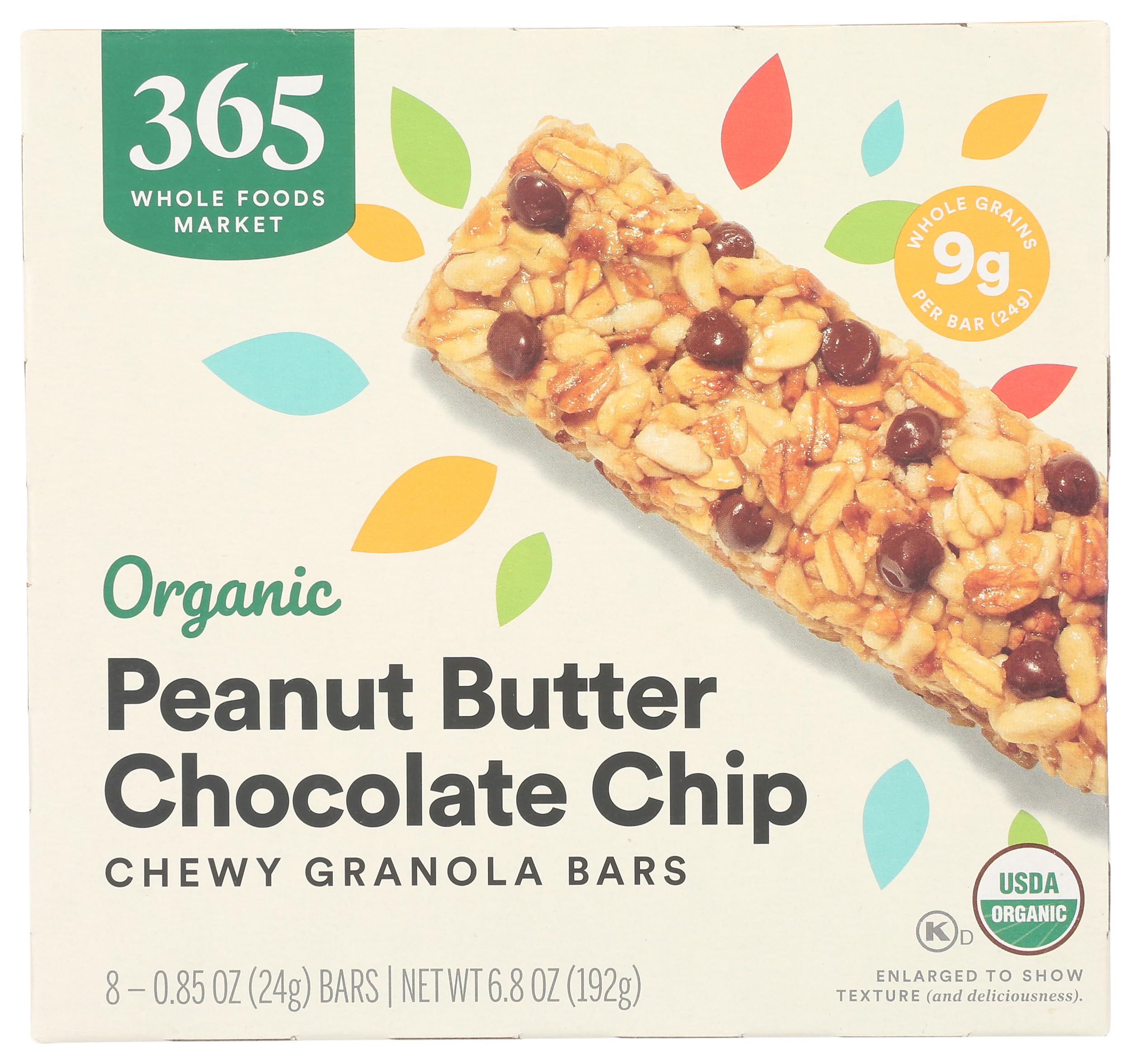 365 by Whole Foods Market, Bar Granola Chocolate Chip Peanut Butter Organic 8 Count, 6.8 Ounce