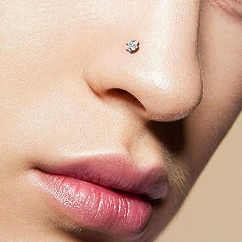 20G 3MM PRONG SET STAR GEM NOSE SCREW RING SURGICAL STEEL STUD NOSTRIL PIERCING Style 88888-301