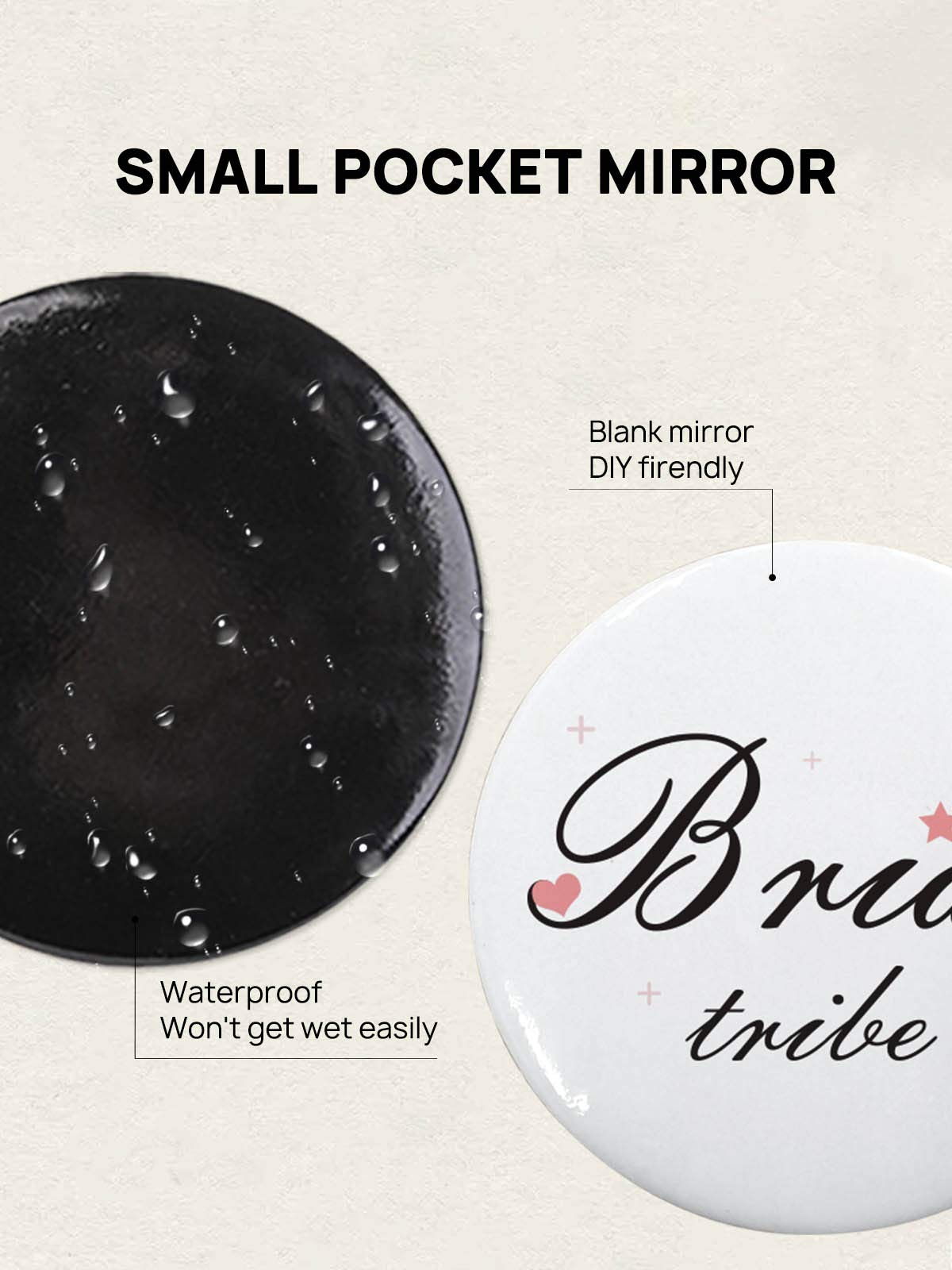 Getinbulk Compact Mirror Bulk Round Makeup Glass Mirror for Purse Great Gift 2.5 Inch Pack of 12 (Black)