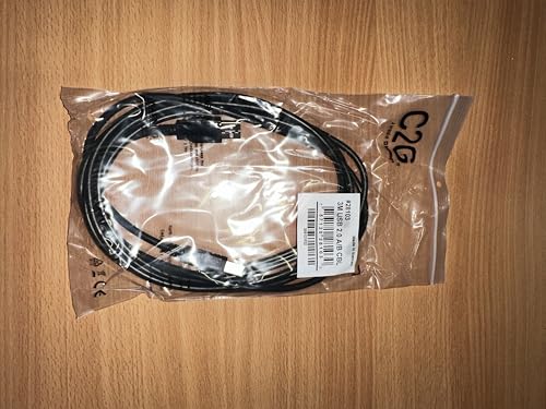 C2G USB Cable, USB 2.0 Cable, USB A to B Cable, 9.84 Feet (3 Meters), Black, Cables to Go 28103