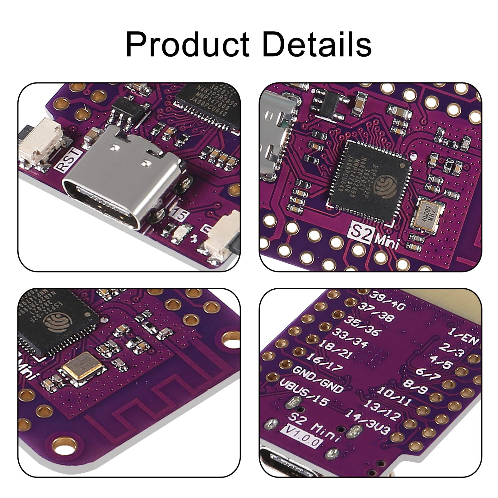 4pcs ESP32 S2 Mini WiFi Board Based ESP32-S2FN4R2 ESP32-S2 4MB Flash Type-C Connect Compatible with Arduino,MicroPython for LOLIN D1 Mini Shields