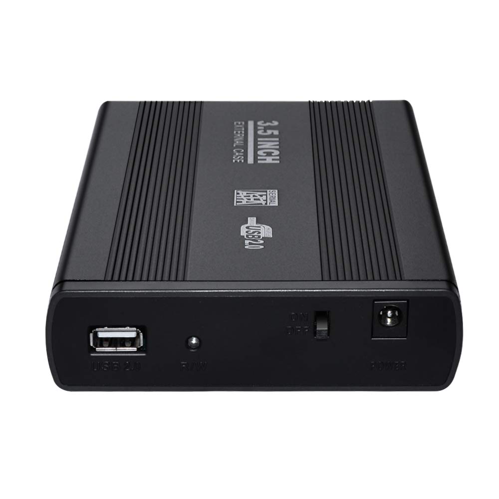 3.5 inch HDD External Case USB 2.0 to SATA External 3.5 Hard Drive Enclosure Disk for 3.5 SATA HDD External Storage Box with Aluminum Case (USB2.0-Black)