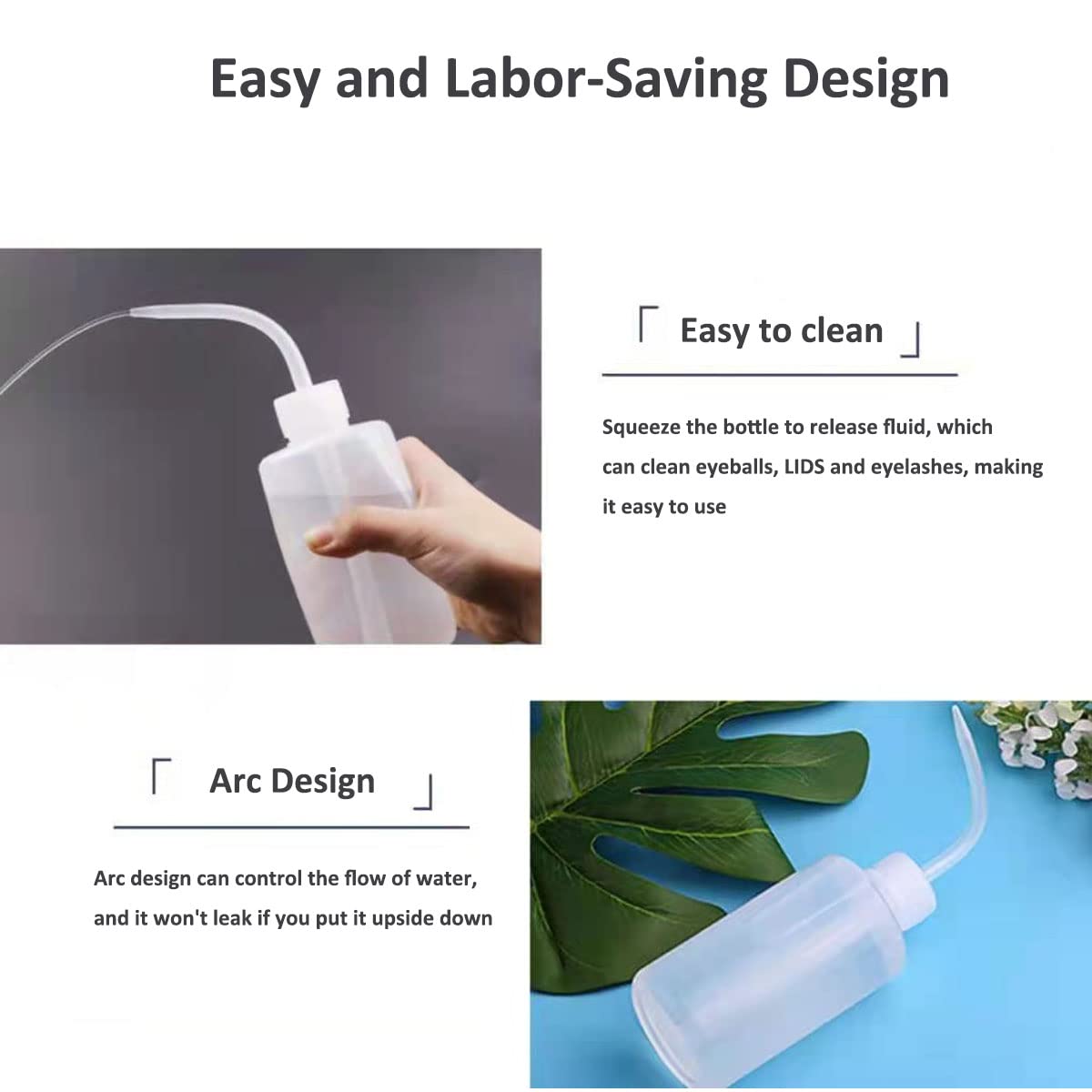 500ML 4PC Plastic Squeeze Bottle Safety Rinse Bottle Wash Bottle Squeeze Watering Can Water Squirt Irrigation Bottle Tattoo Wash Bottle for 500ML Medical Lab, Tattoo Supplies, White+Black+Green+Red