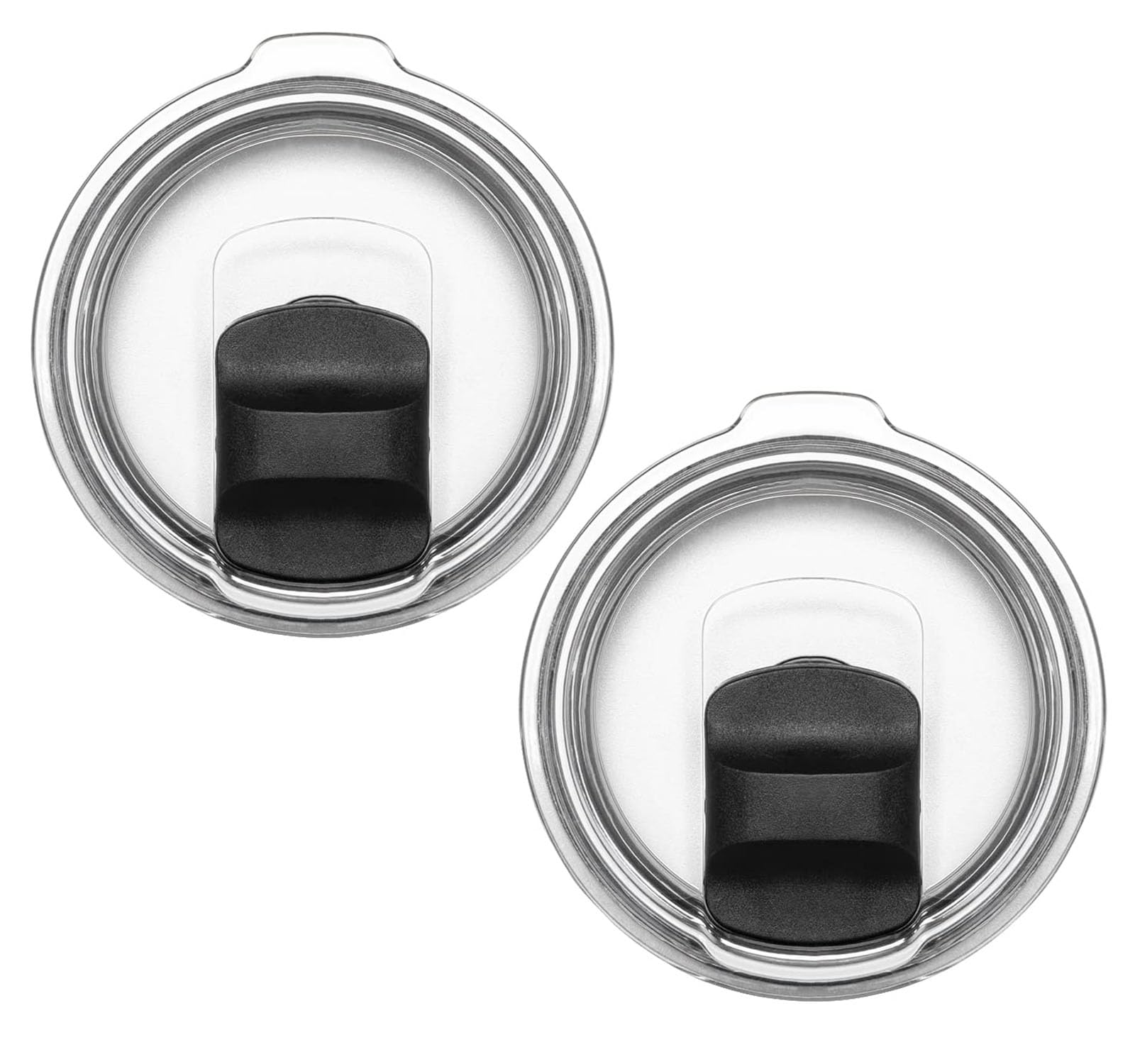 20oz Magnetic Tumbler Lid 2Pack,Compatible with Ozark Trail,Old Style Rtic,YETI Rambler and More,Magnetic Slider Switch Spill Proof Tumbler Cover (2 Pack, Black)