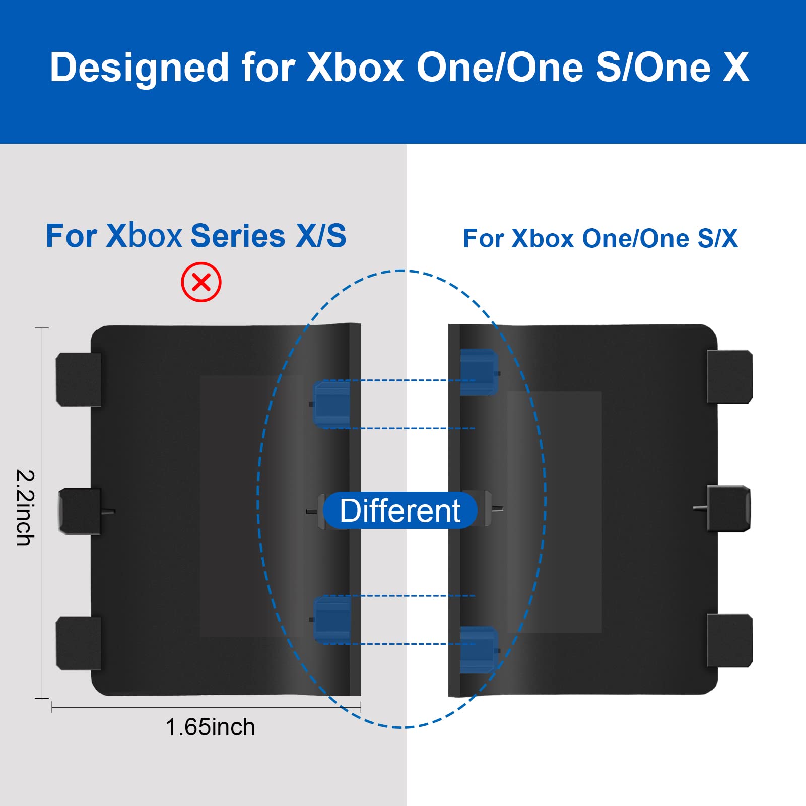 4 Pack Battery Cover for Xbox One, One S, One X Controller, Battery Back Door Shell Repair Part Compatible with Xbox Wireless Controller*Black
