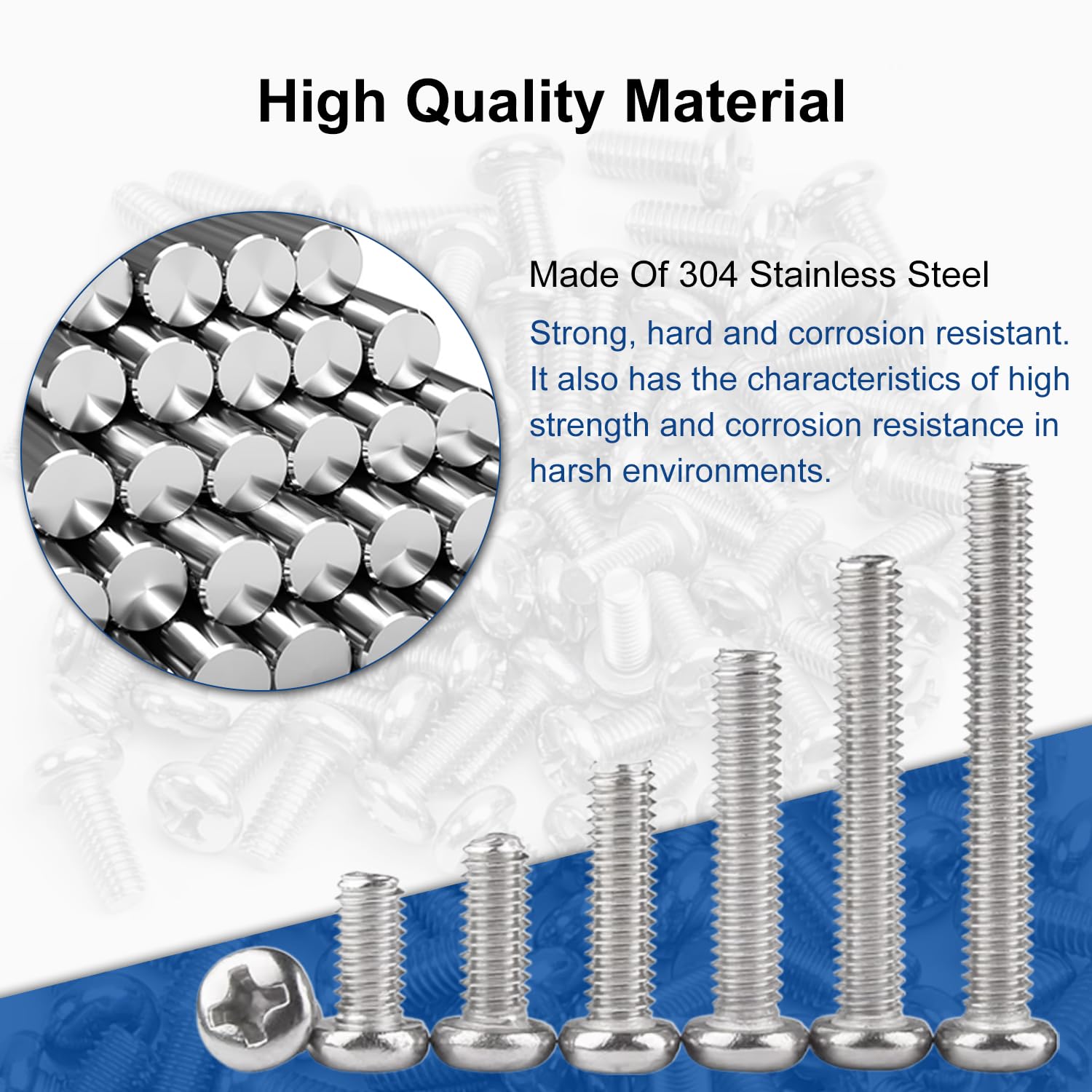 MroMax 60Pcs M4 x 8mm Pan Head Phillips Machine Screws, 304 Stainless Steel 18-8, Fully Thread, Metric Silver Gray Cross Head Screws Bolts for Cabinet Drawer Knob Pull Handle