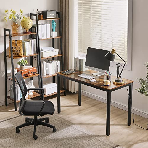 Aibiju Computer Desk 45 Inch Modern Simple Style Laptop PC Desk Study Writing Desk for Home Office Dining Table with Thick Frame & Tabletop, Retro Brown, YD-TMJ016H