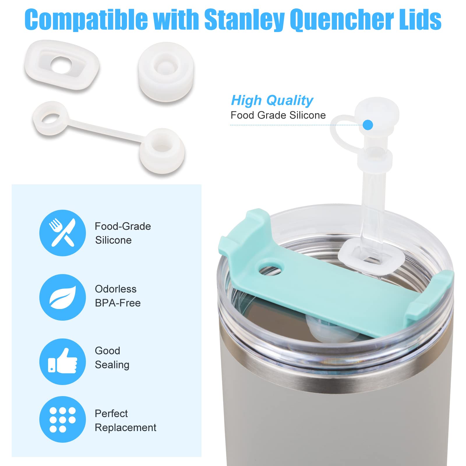 3 Pack Compatible with Stanley 30&40 Oz Tumbler, 10mm Flower Straw Covers Cover, Cute Silicone Straw Covers, Straw Protectors, Various Shapes Soft Silicone Straw Lids for 10mm Straws