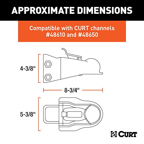 CURT 25330 Channel-Mount Adjustable Trailer Coupler, 2-5/16-Inch Hitch Ball, 14,000 lbs , Black