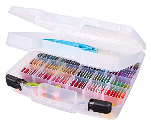 ArtBin 6962AB Quick View Deep Base Carrying Case with Removable Dividers and Tray, Portable Art & Craft Storage Box, 15", Clear