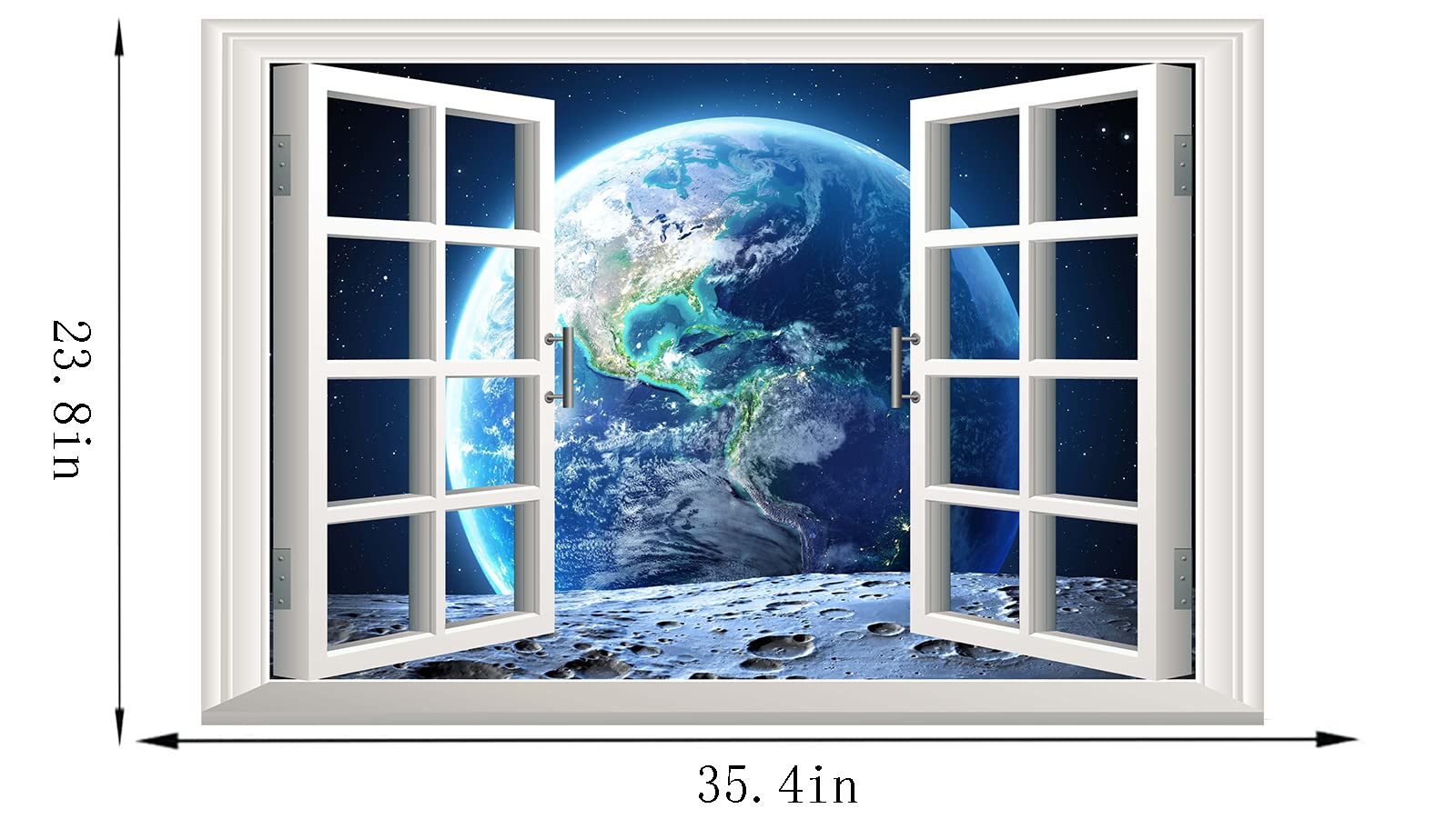 3D Space Stickers,Removable Earth Pattern Window View Wall Decals for Kids Room Living Room Nursery Decorations (Space1)
