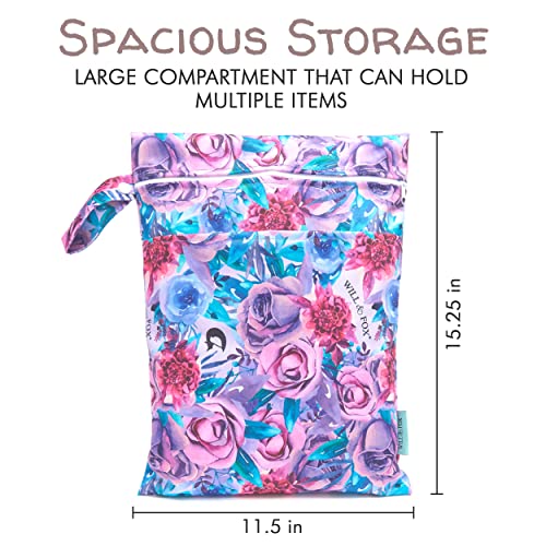 Reusable Swim Diaper & Wet Bag for Babies, Infants & Toddlers 0-2 Years Adjustable Girls Swimming Diaper & Water Resistant Swim Bag β Floral β 1 Pack by Will & Fox