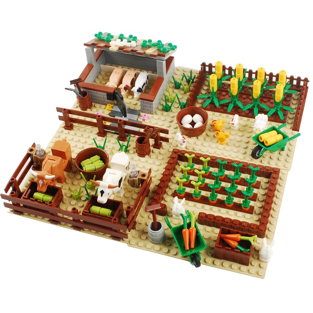 BAENRCY Farm Field Set Building Blocks Plant Animal Crops Building Bricks Kit DIY Building Set Compatible All Major Brands (Animal)